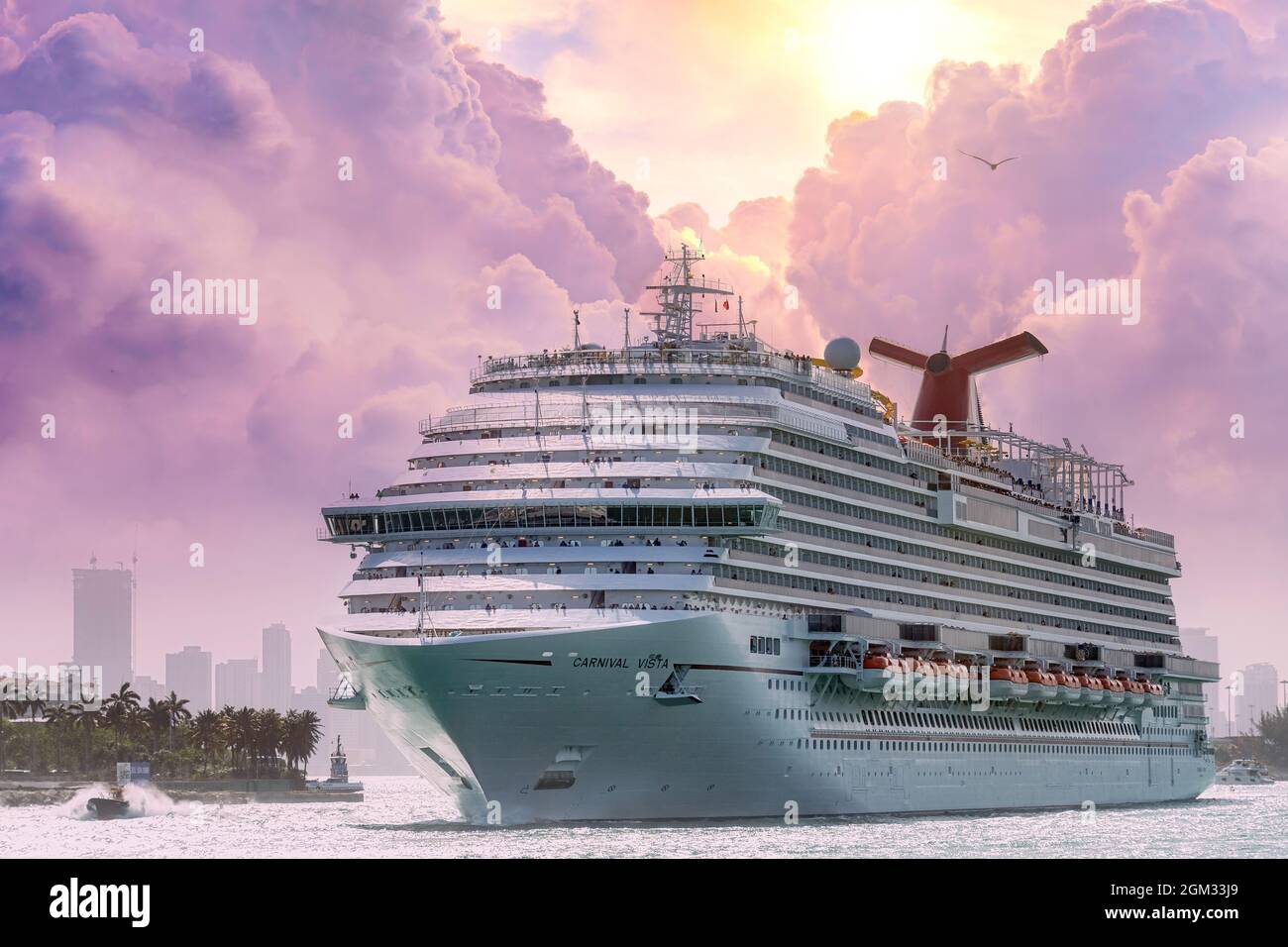 Cruise ship leaving the Miami port, USA Stock Photo - Alamy