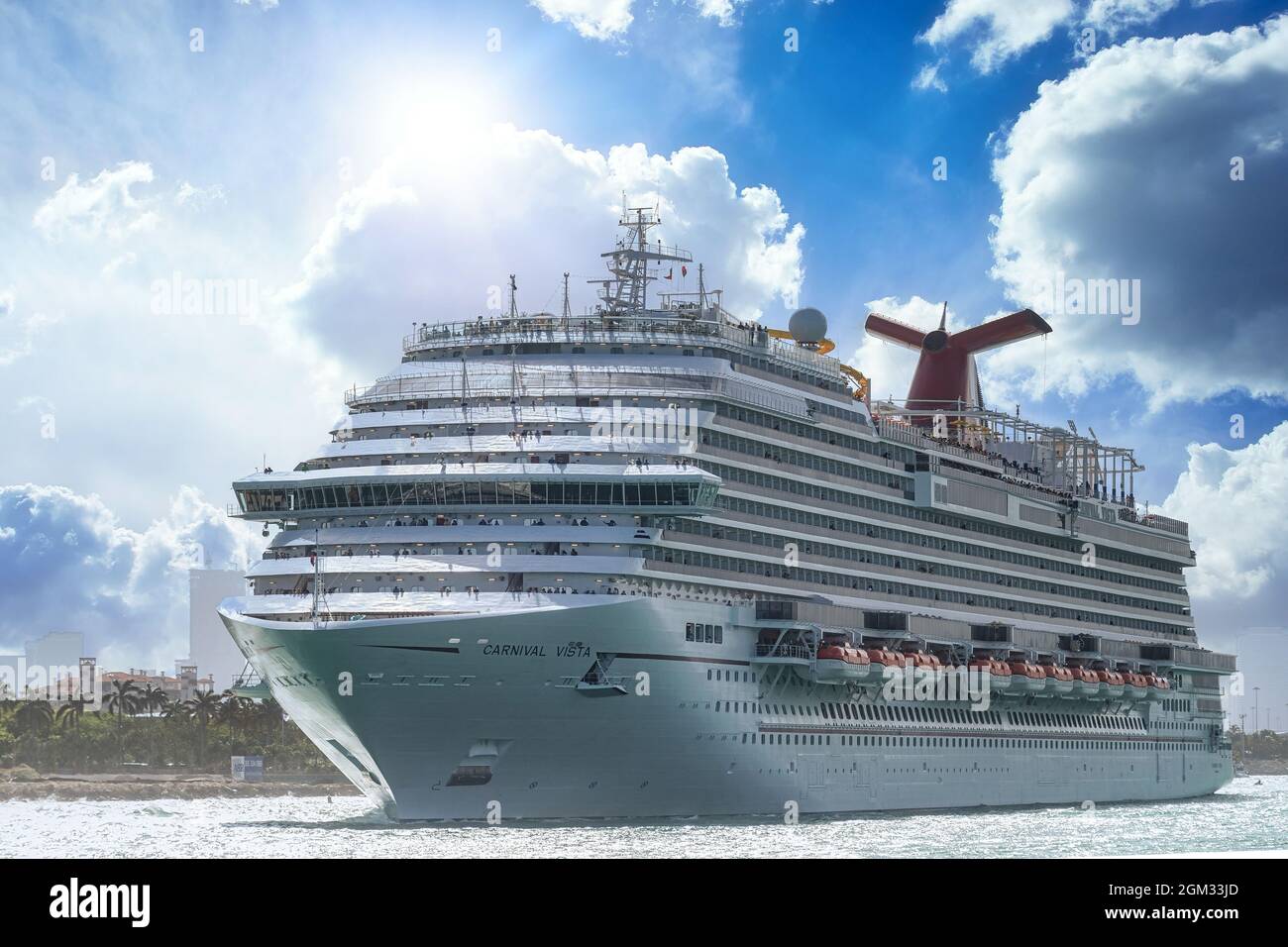 Cruise ship leaving the Miami port, USA Stock Photo - Alamy