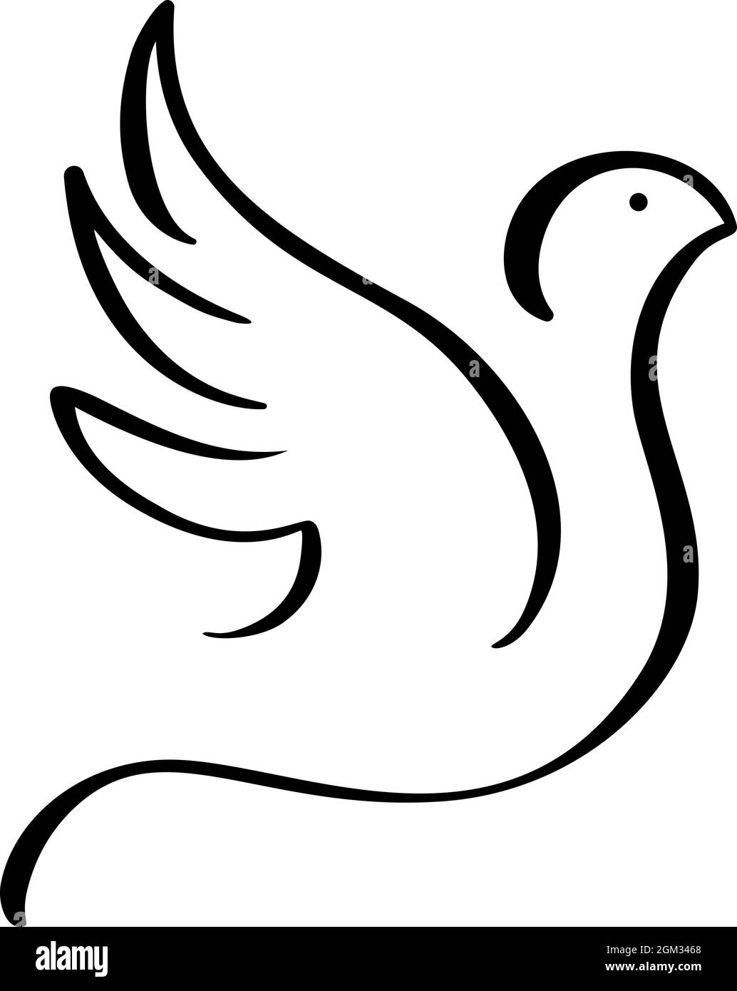 Cute Hand Drawn calligraphy dove for design. Flying pigeon logo. bird ...
