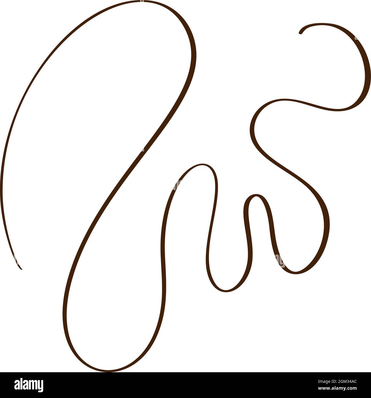 Abstract Vector Wavy calligraphy line. Black and white illustration ...