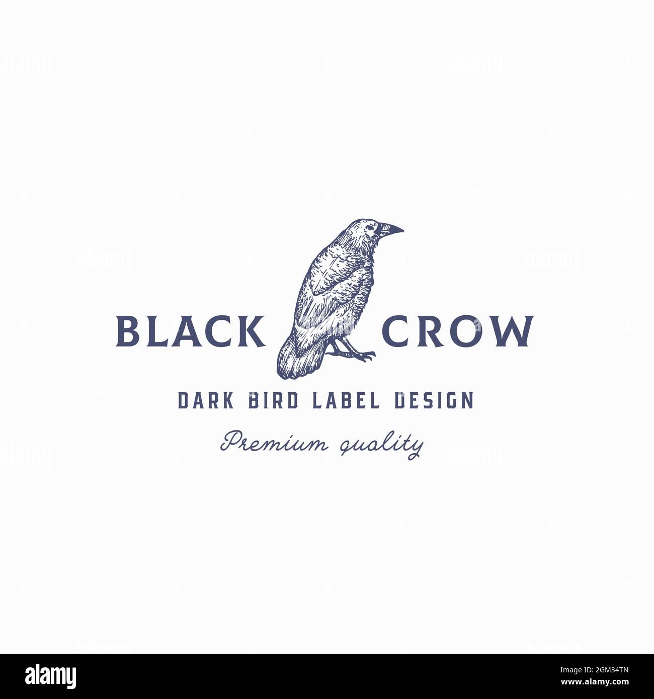Black Crow Abstract Vector Sign, Symbol or Logo Template. Hand Drawn ...