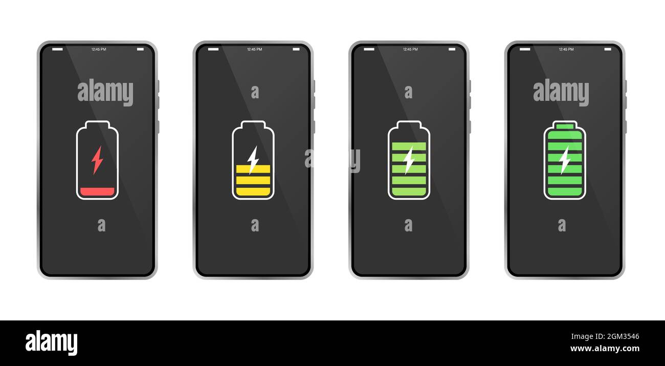 Mobile Phone - Set with Battery levels Icons Stock Vector Image & Art ...