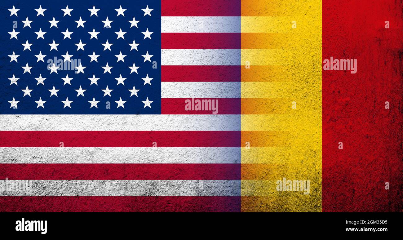 United States of America (USA) national flag with National flag of ...
