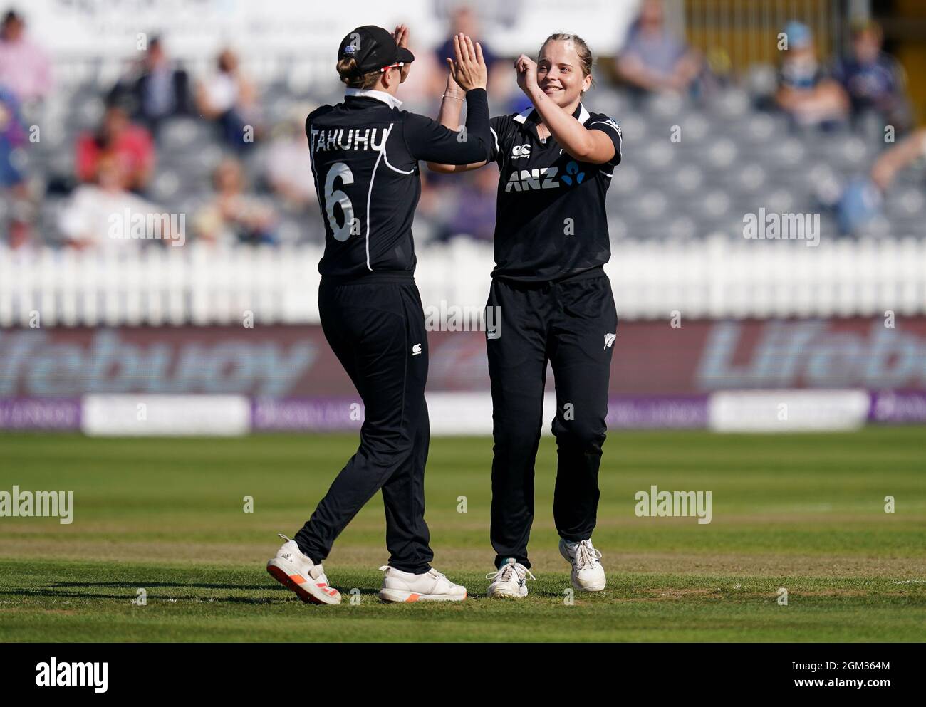 New Zealand's Jess Kerr celebrates the wicket of England's Sophia ...