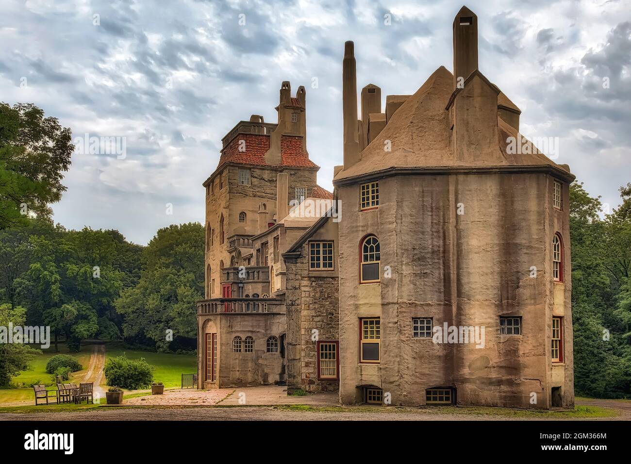 Fonthill Castle Side View - Colorful exterior view from the garden to ...