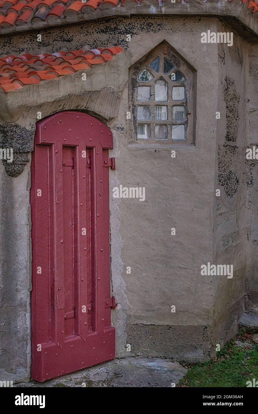 Castle Red Door - Exterior view to the midevil looking red exterior ...