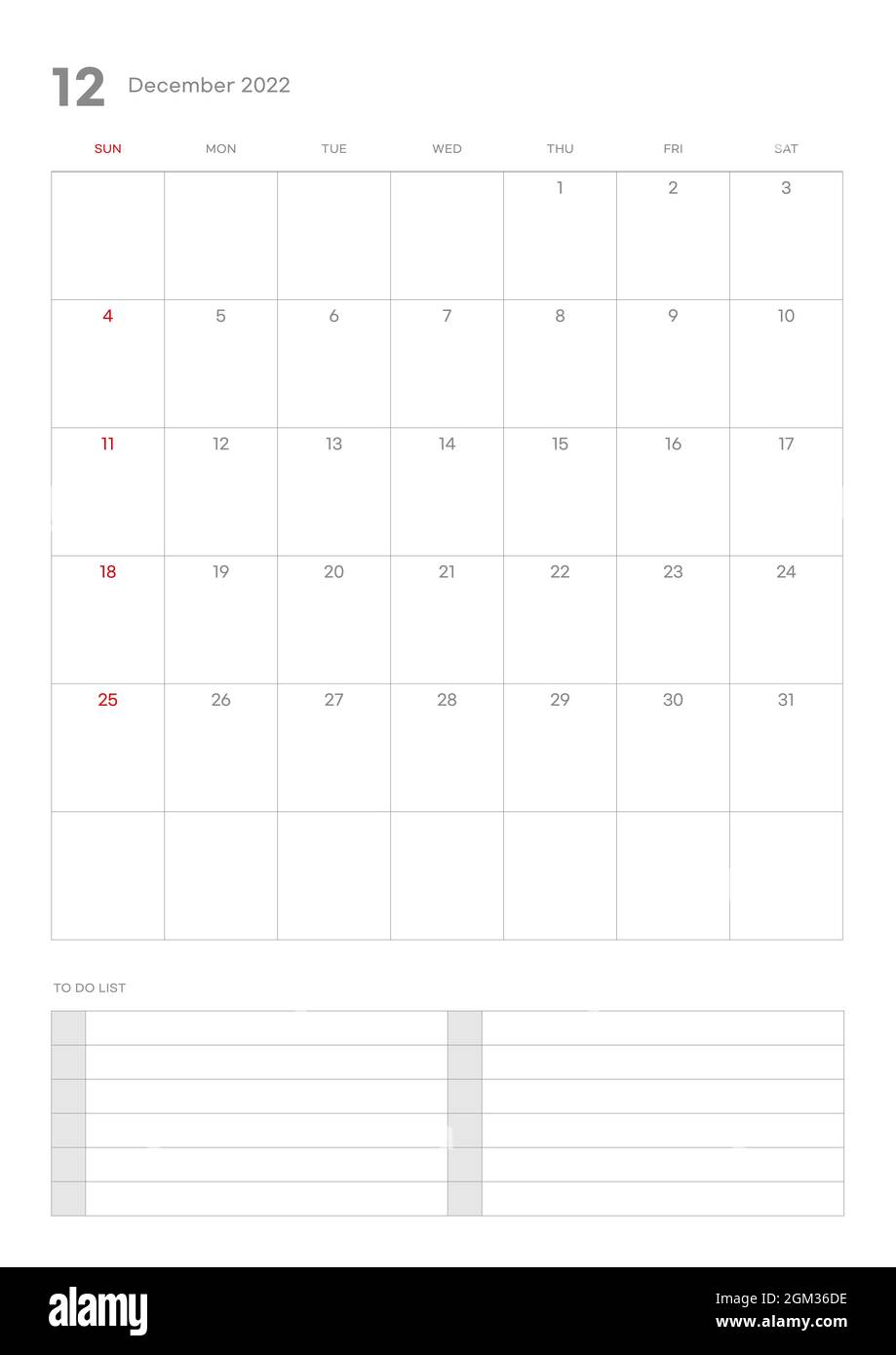 December 2022 calendar template illustration. Note, scheduler, diary ...