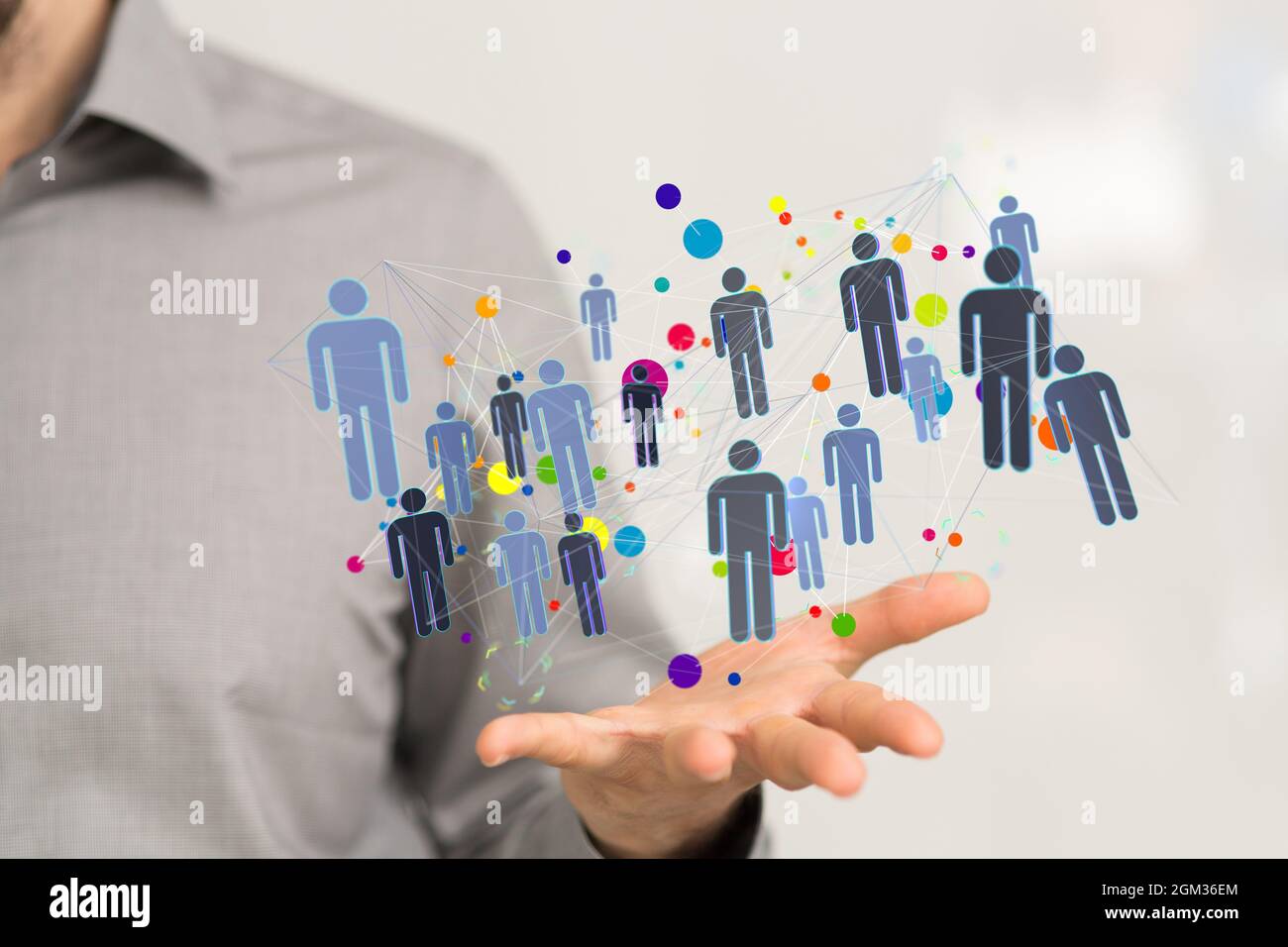 3d rendering of a social networking group distant meeting concept in a ...