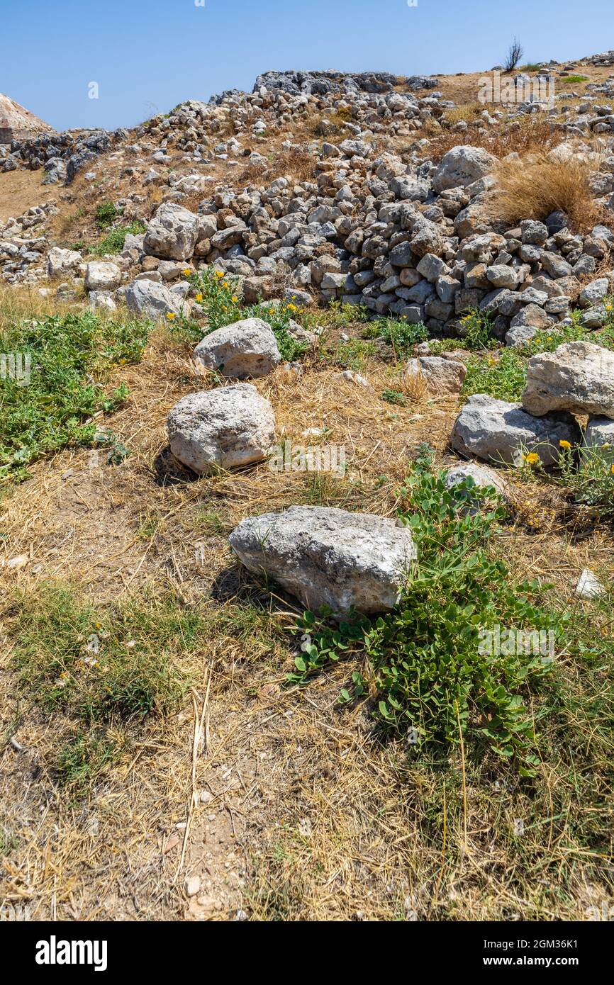 Vertical shot of ruins and rocky formations near Venetian Fortezza ...