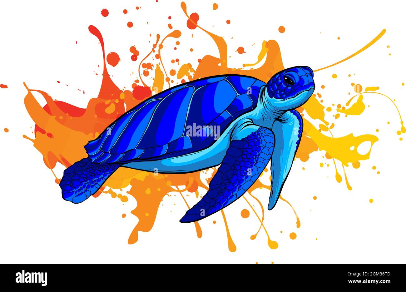 vector blue Sea turtle on colored background Stock Vector Image & Art ...