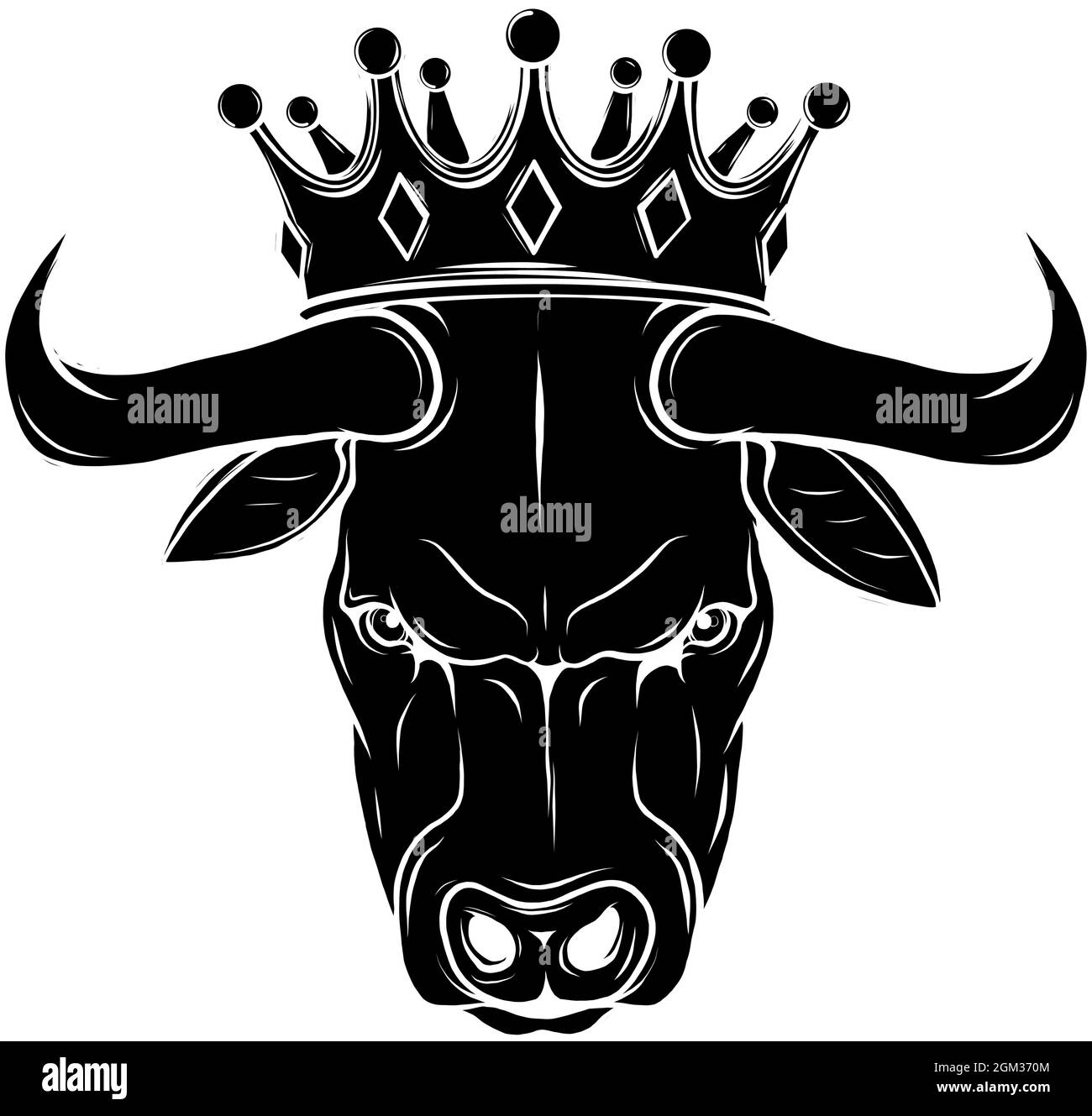 vector illustration of black silhouette Bull King Stock Vector Image ...