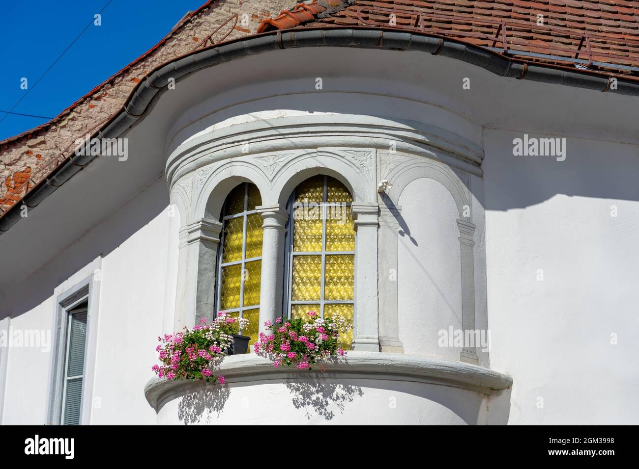 beautiful window detail of the architecture of Maribor Slovenia with ...