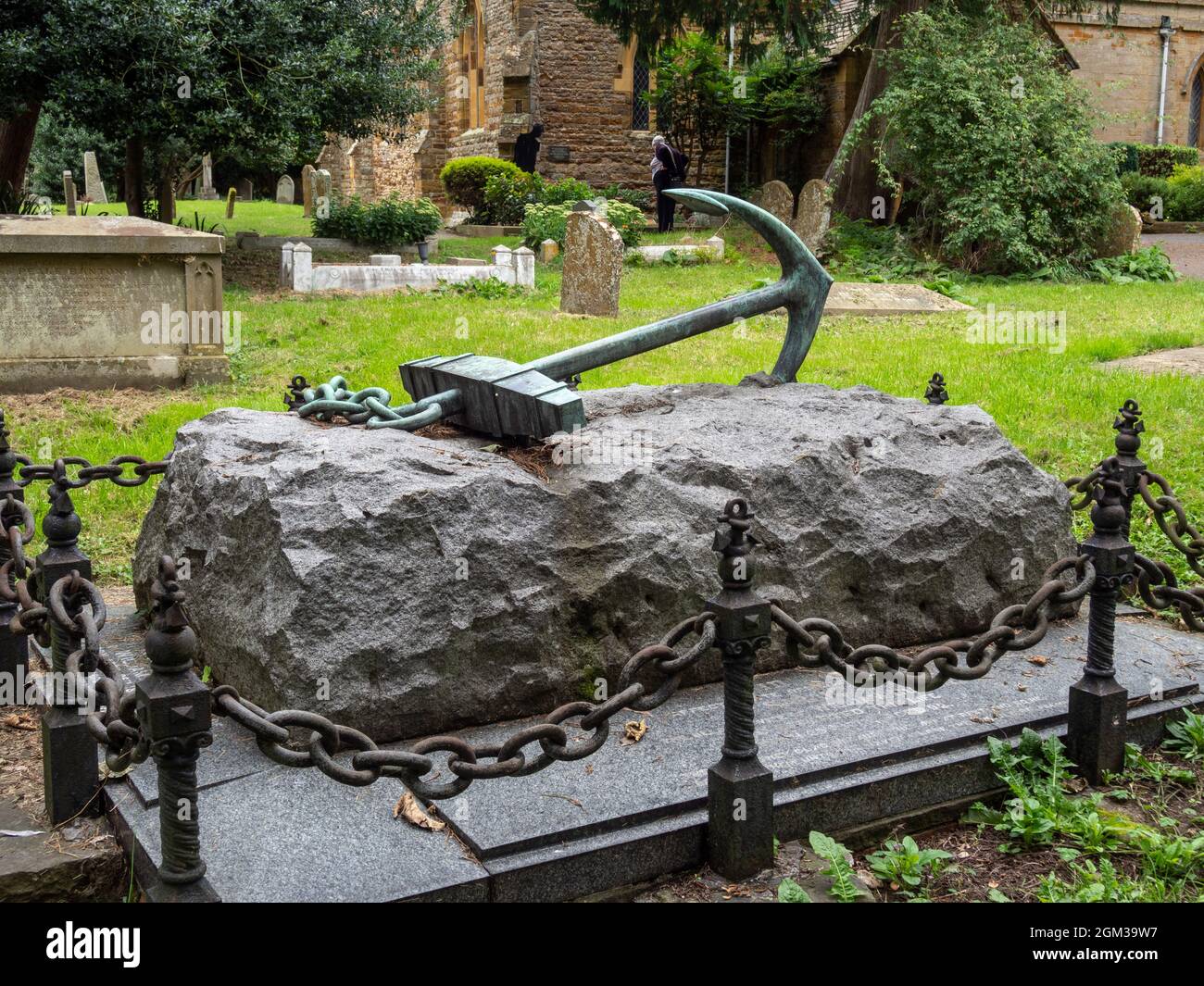 Unusual memorial in an English churchyard consisting of an anchor on ...