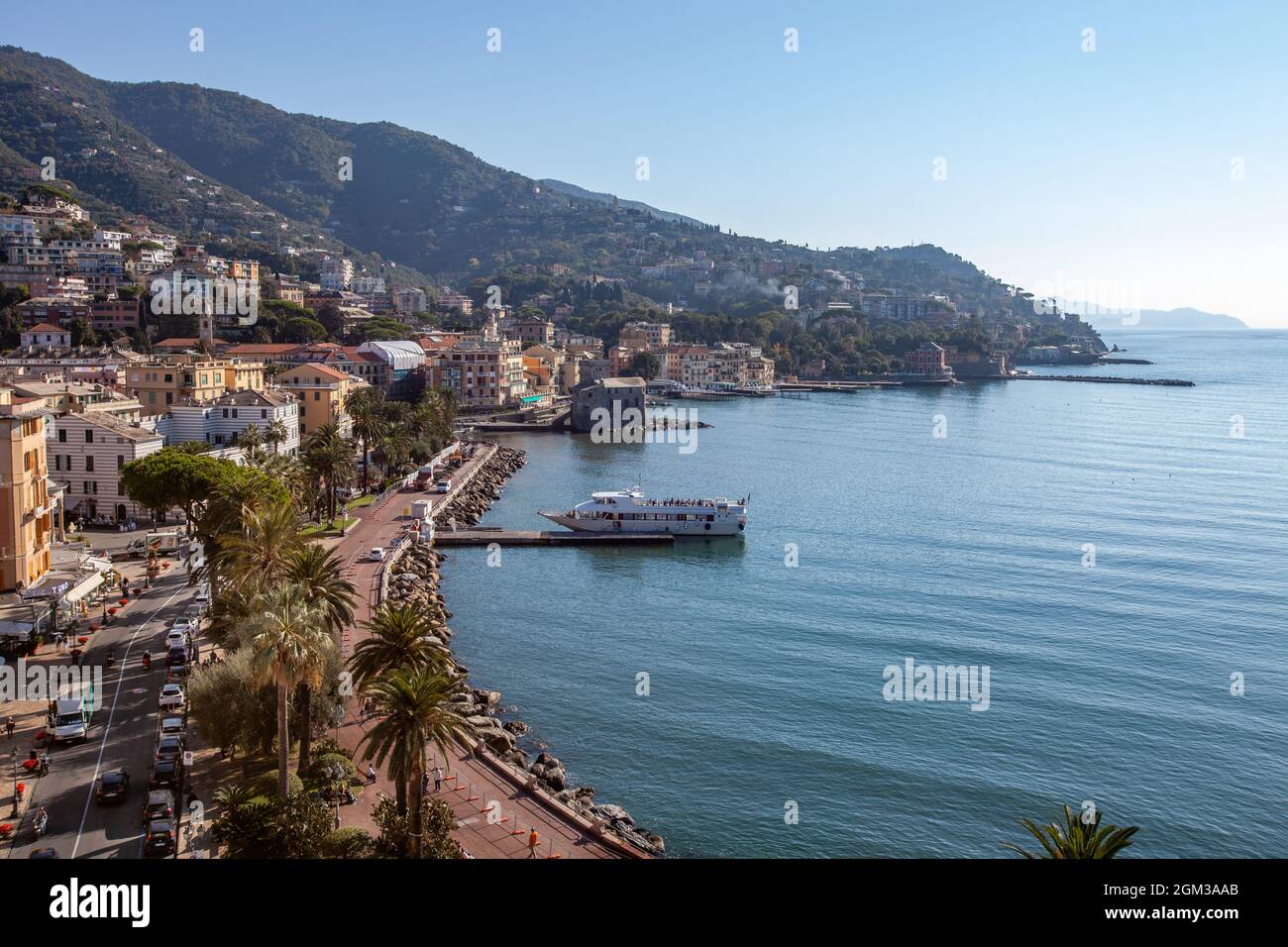 Rapallo, Italy. October 20, 2020: Aerial view of Rapallo in Italy. Gulf ...