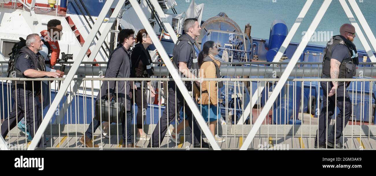 England, Kent, Dover, Priti Patel, visiting the docks after a fact ...