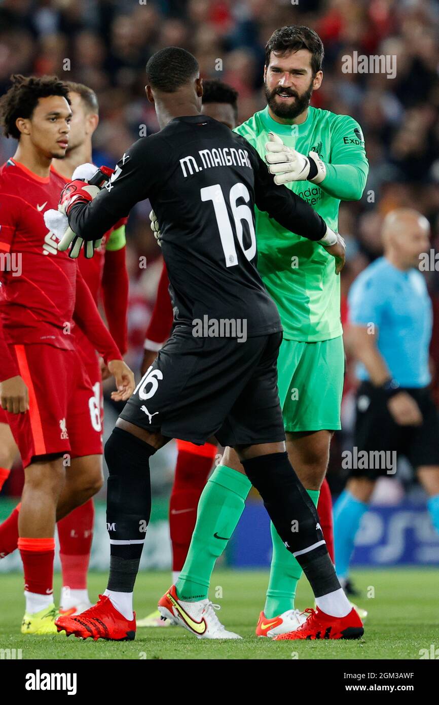 Anfield, Liverpool, England, September 15, 2021, Alisson Becker ...