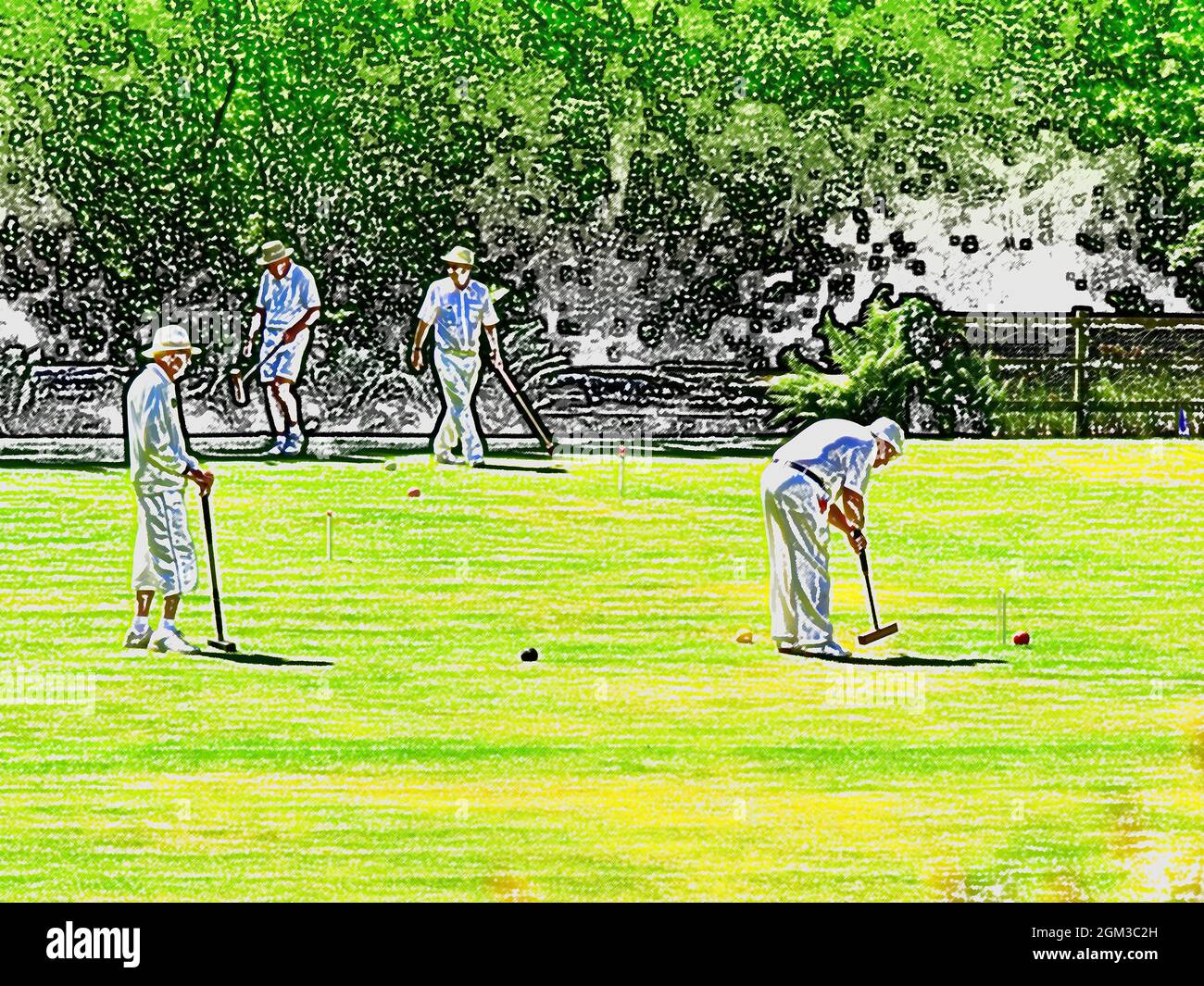 Belsay Hall Croquet Club match Stock Photo - Alamy