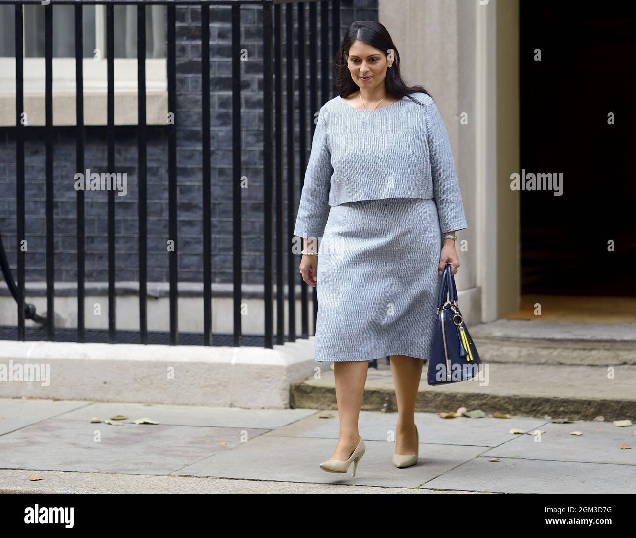 Priti Patel MP in Downing Street on the day she retained her job as ...