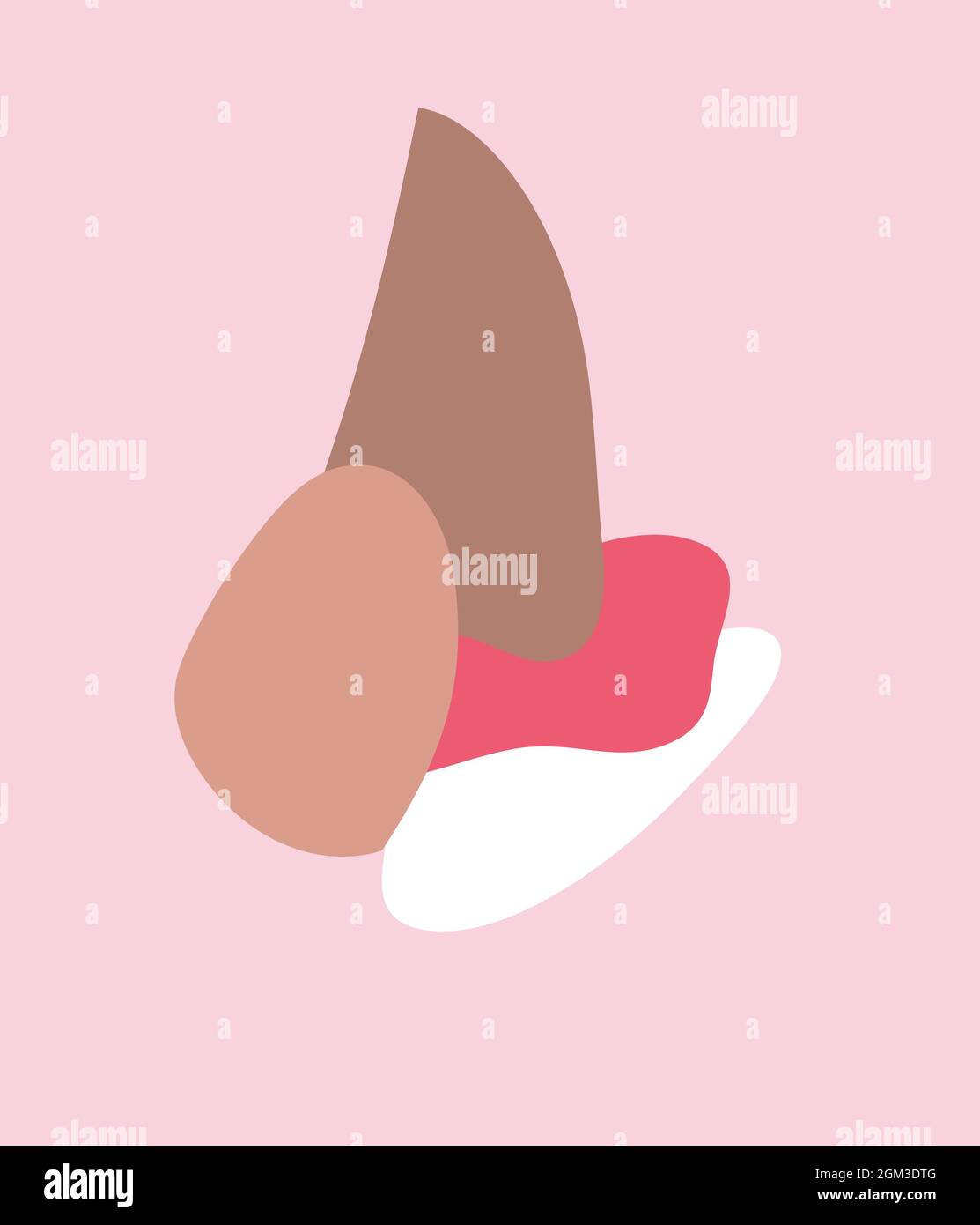 Abstract illustration of a nose with a collage of geometric shapes ...