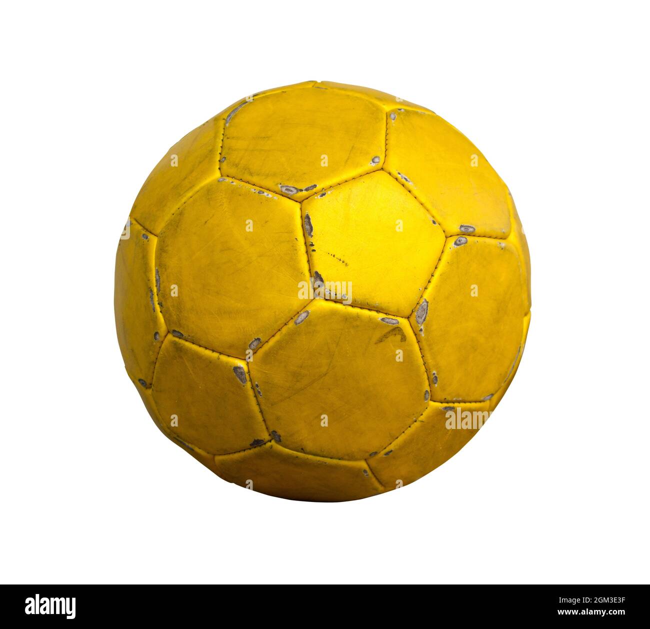 Yellow soccer football isolated on white background Stock Photo - Alamy