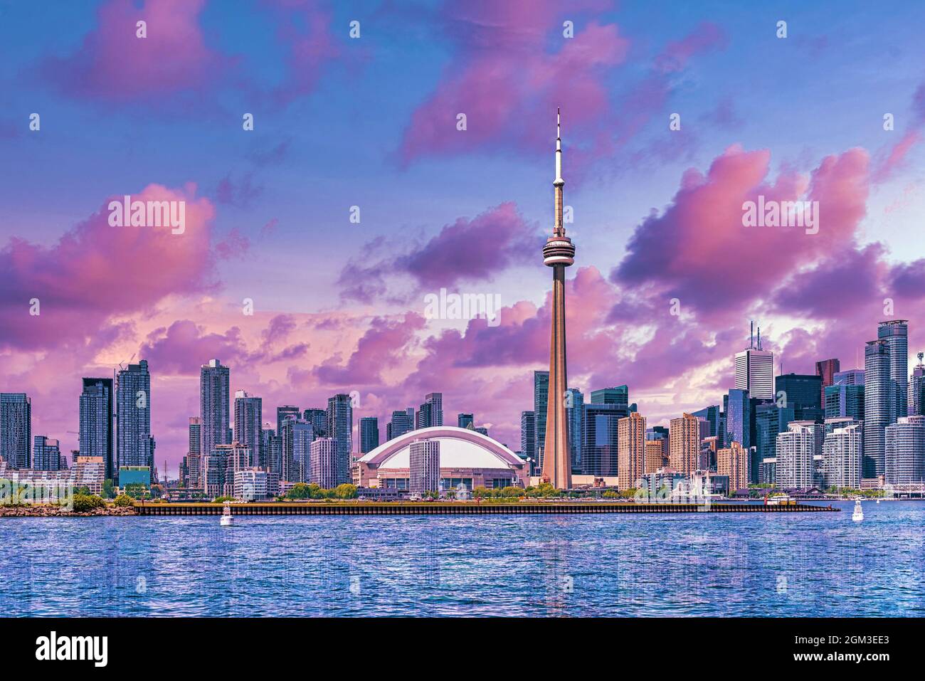 The Toronto city skyline during the daytime and seen from the Lake ...