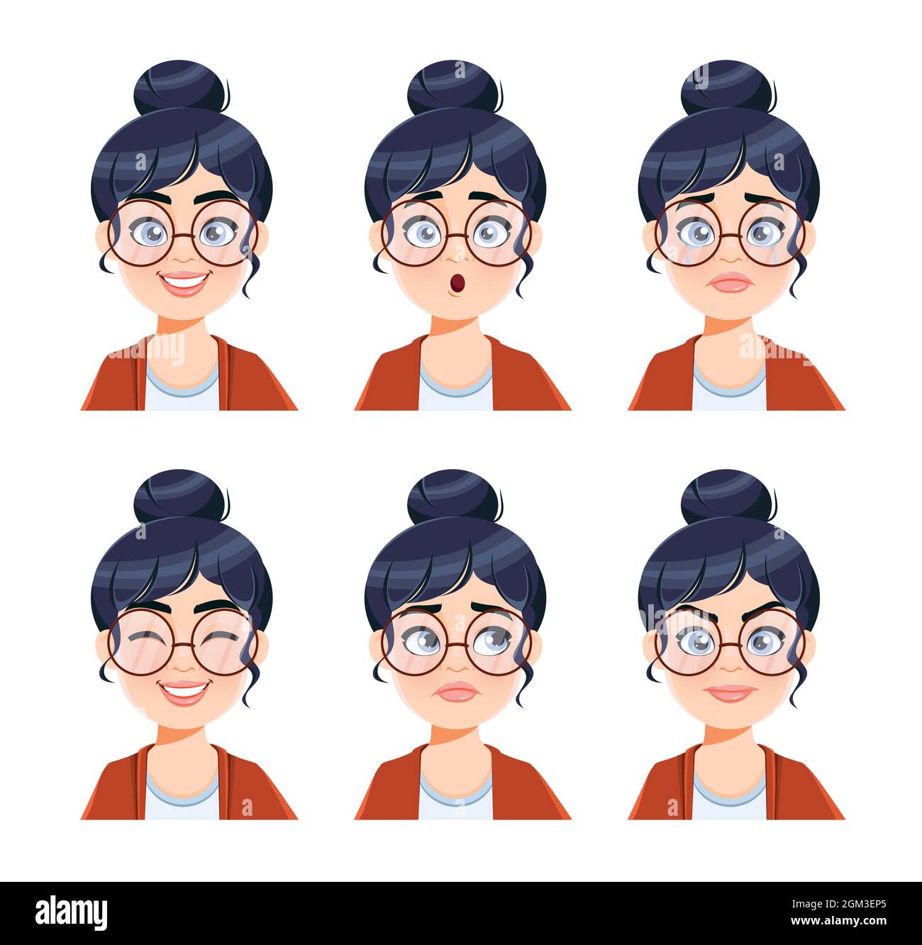 Happy Cartoon Girl With Glasses