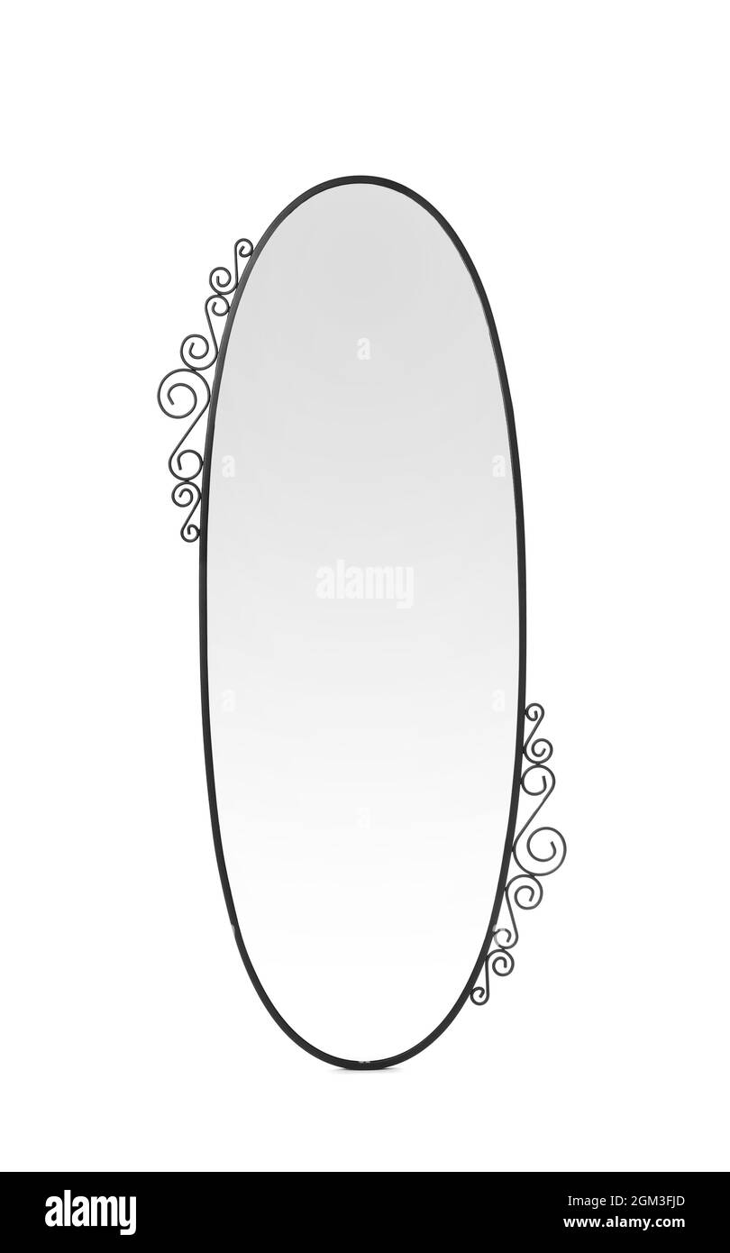 Beautiful big mirror on white background Stock Photo - Alamy