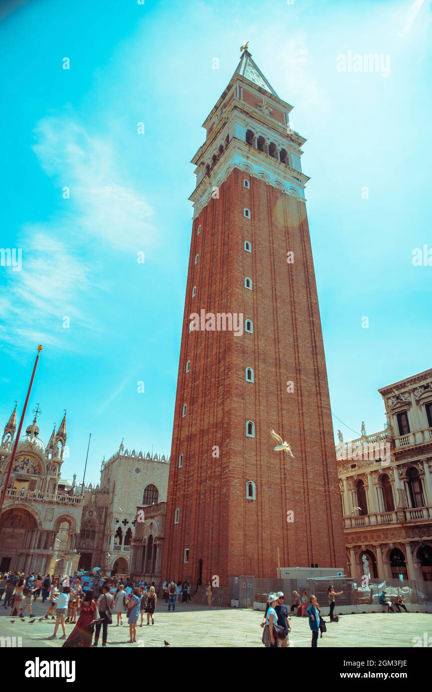 picture of campanile di san marco bell tower in venice italy square summer time Stock Photo - Alamy