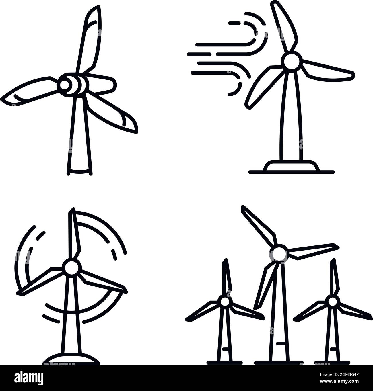 Wind turbine icons set. Outline set of wind turbine vector icons for ... Wind turbine icons set. Outline set of wind turbine vector icons for ...