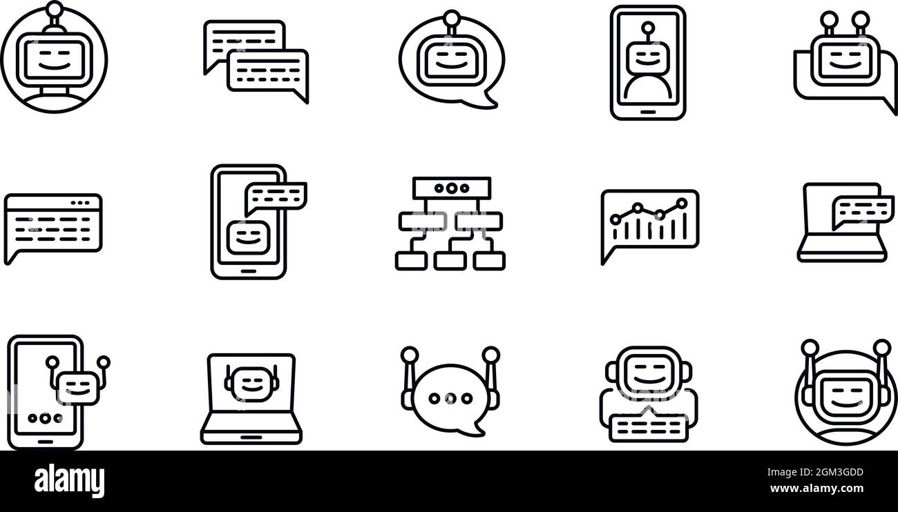 Chatbot Icons Set Outline Set Of Chatbot Vector Icons For Web Design