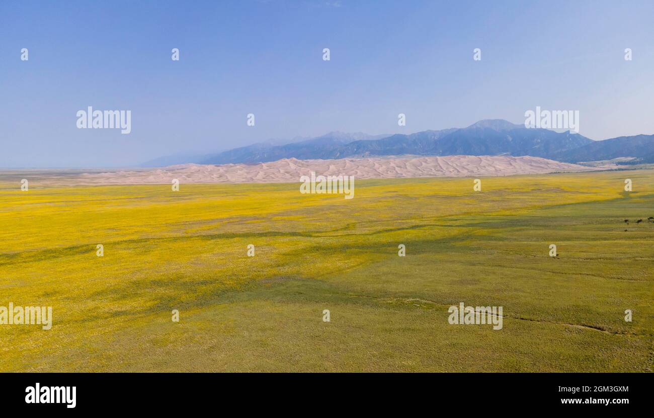 Aerial photograph of Great Sand Dunes National Park near Alamosa ...
