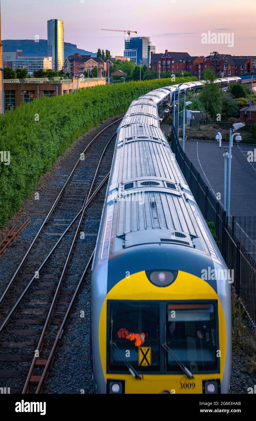 Train in Belfast City, Northern Ireland Stock Photo - Alamy