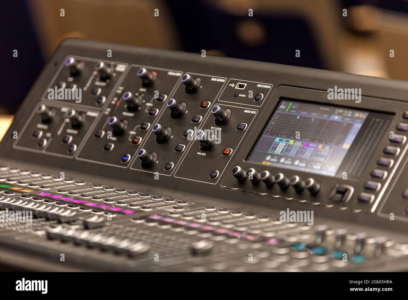buttons equipment in audio recording studio. Professional concert ...