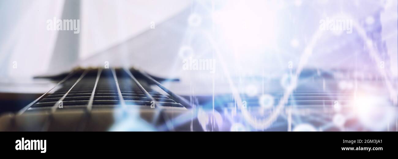 An acoustic guitar for artist playing a stringed musical instrument on ...