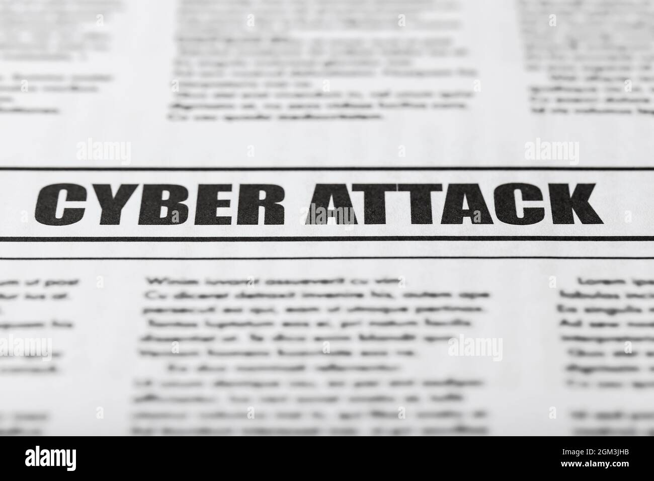 Newspaper with text CYBER ATTACK, close up Stock Photo - Alamy