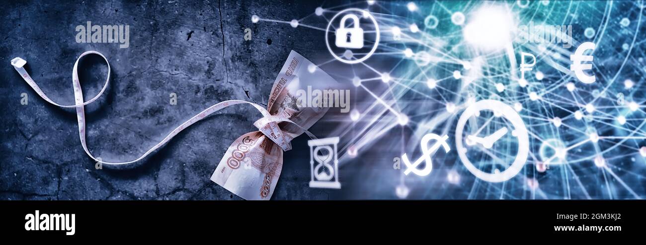 Business concept. The depreciation of the national currency. Bill with ...