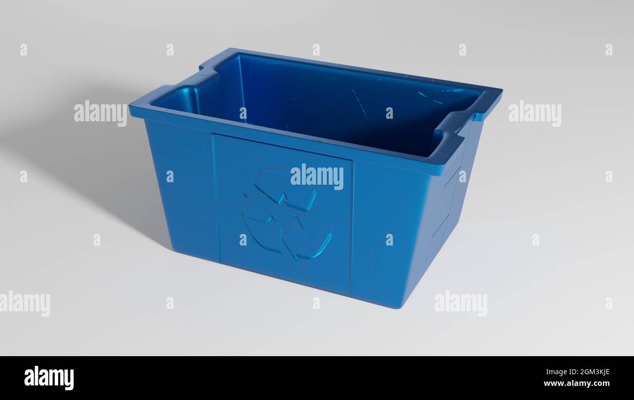 Blue empty box is isolated in the light background Stock Photo - Alamy