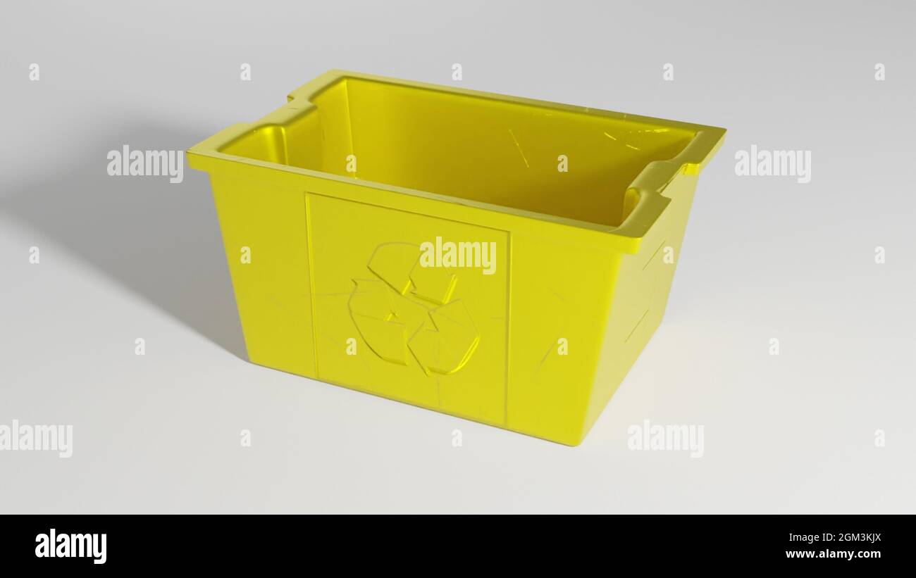 Yellow empty box is isolated in the light background Stock Photo - Alamy
