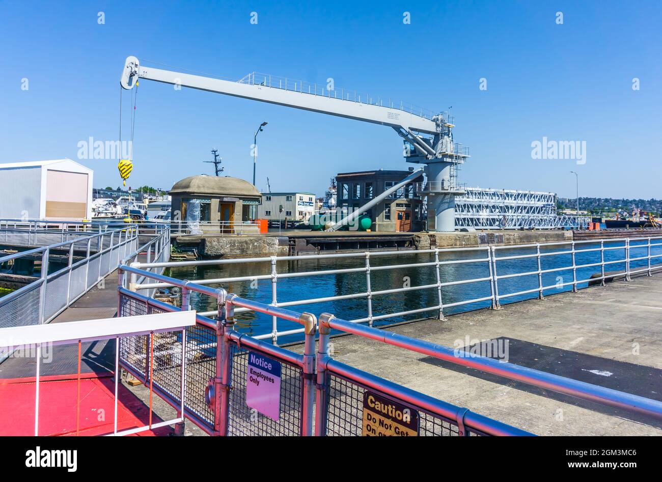 A giant crane at the Ballard Locks in washington State Stock Photo - Alamy