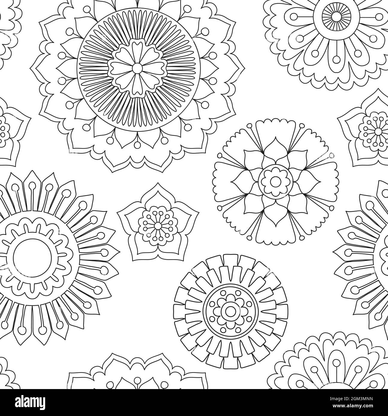 Seamless floral zentangle pattern, endless background with abstract ...