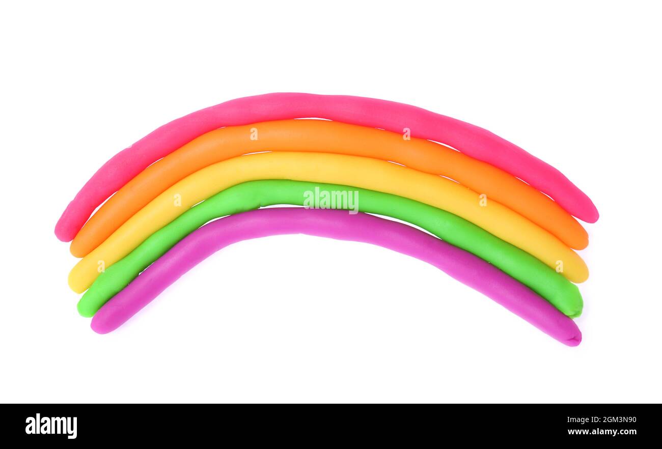 Plasticine rainbow on white background Stock Photo - Alamy