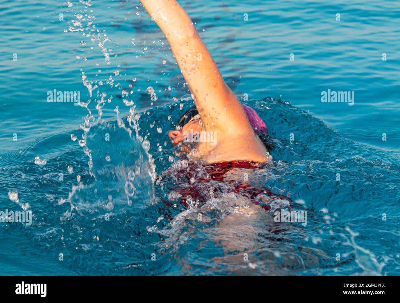 Rear view female swimmer pool hi-res stock photography and images - Alamy
