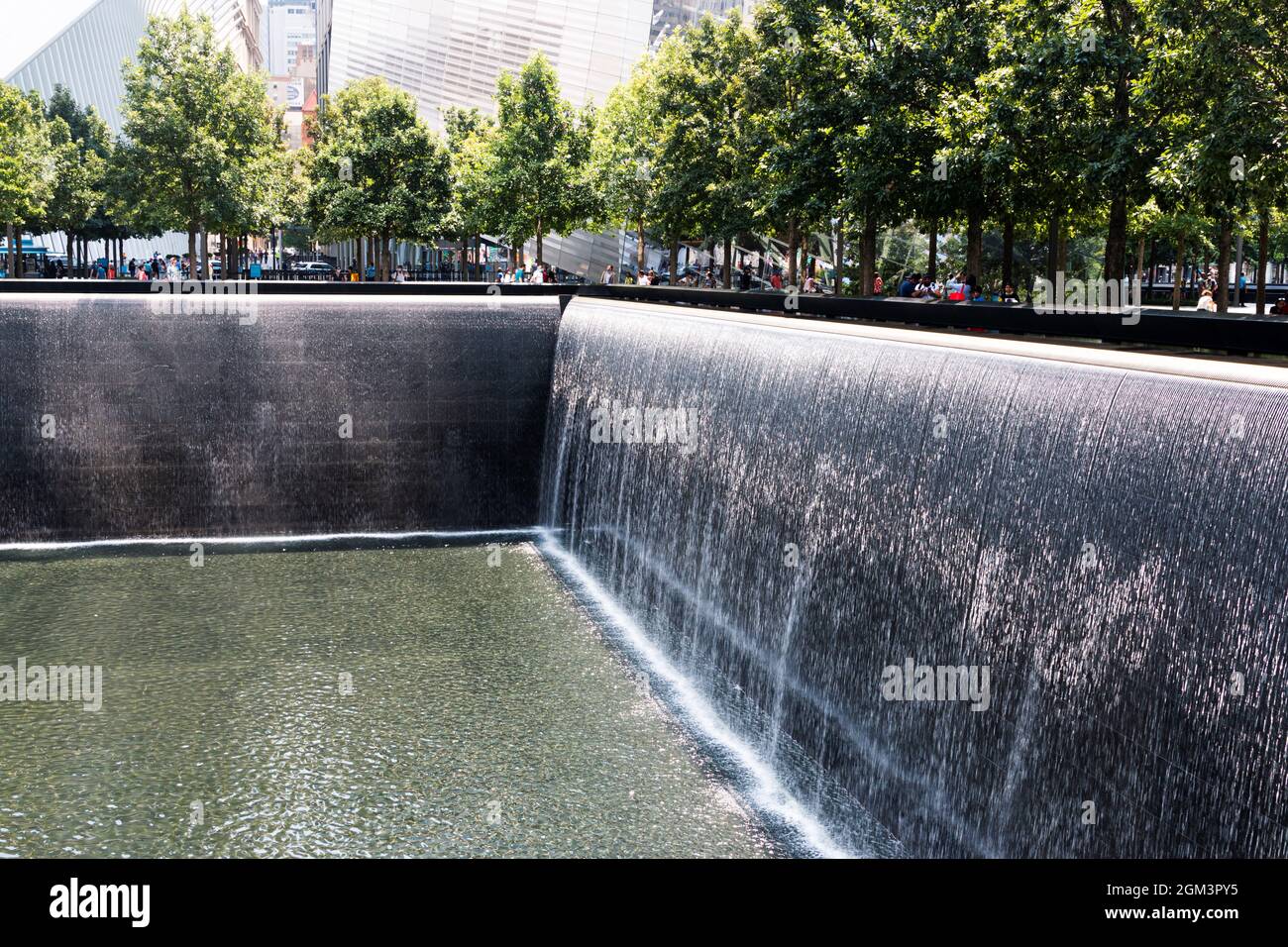 New York City, New York, USA - 28 July 2021: View of the reflecting ...