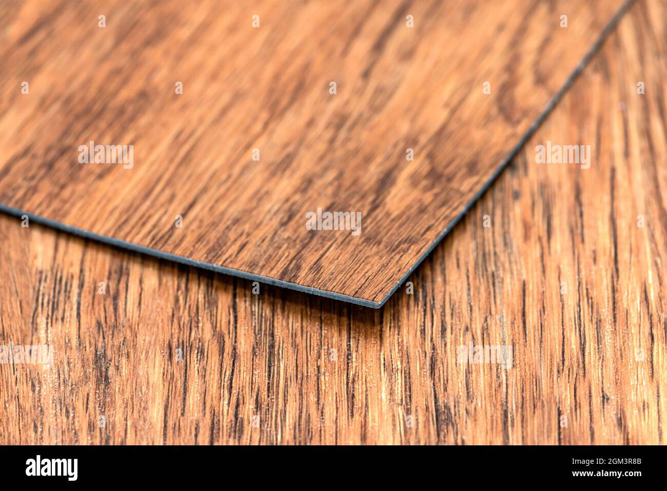 PVC vinyl sample. Vinyl floors. The swatches are brown with a woody ...