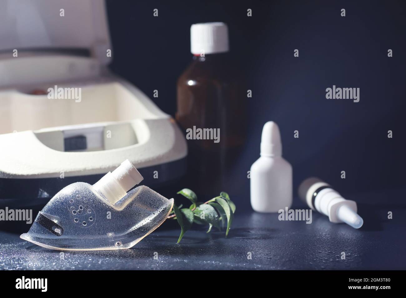 Inhalation with nebulizer at home. Asthma inhaler inhalation nebulizer ...