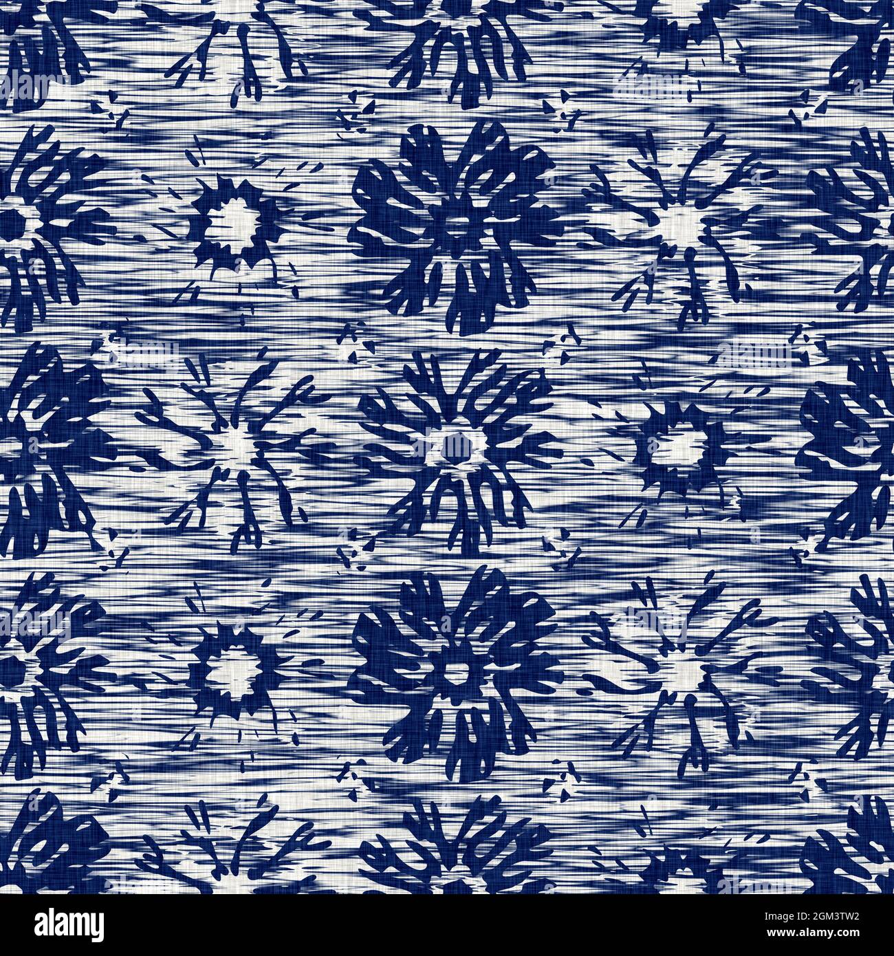 Indigo dyed fabric flower pattern texture. Seamless textile fashion ...