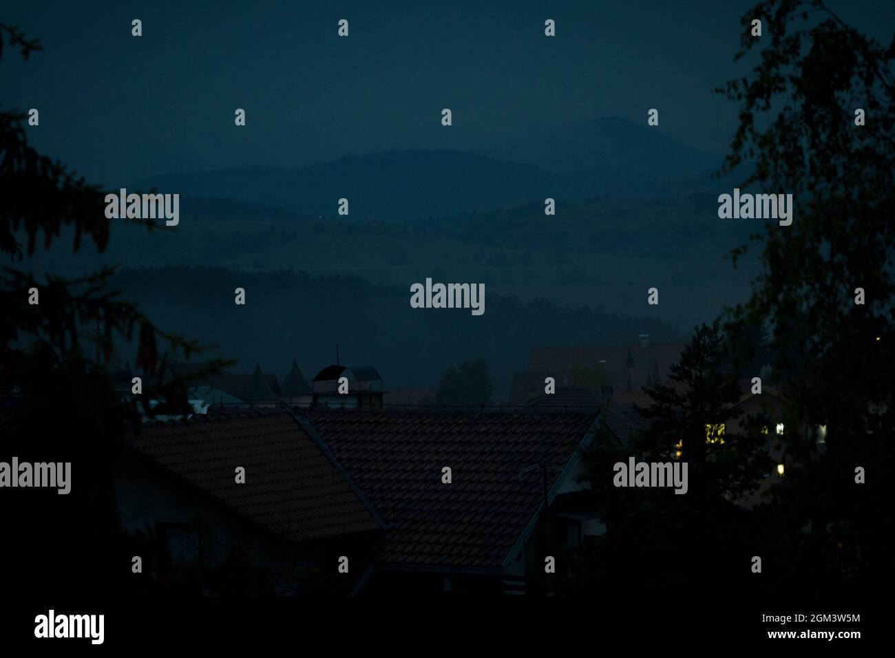 A dark night landscape photo of nature and hills Stock Photo - Alamy