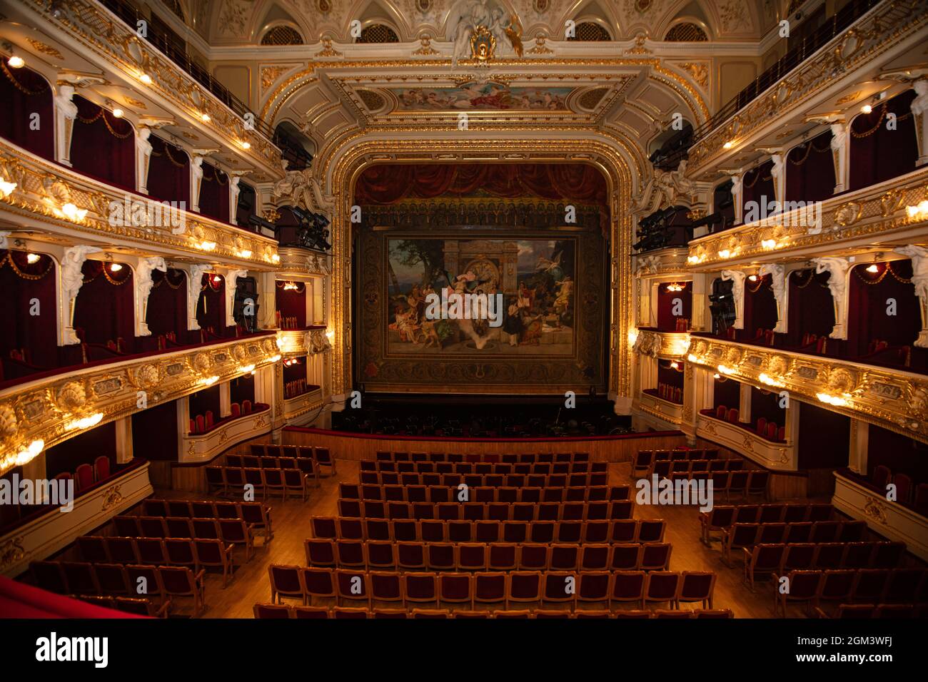Lviv, Ukraine - September 16, 2021: Lviv opera house interior Stock ...