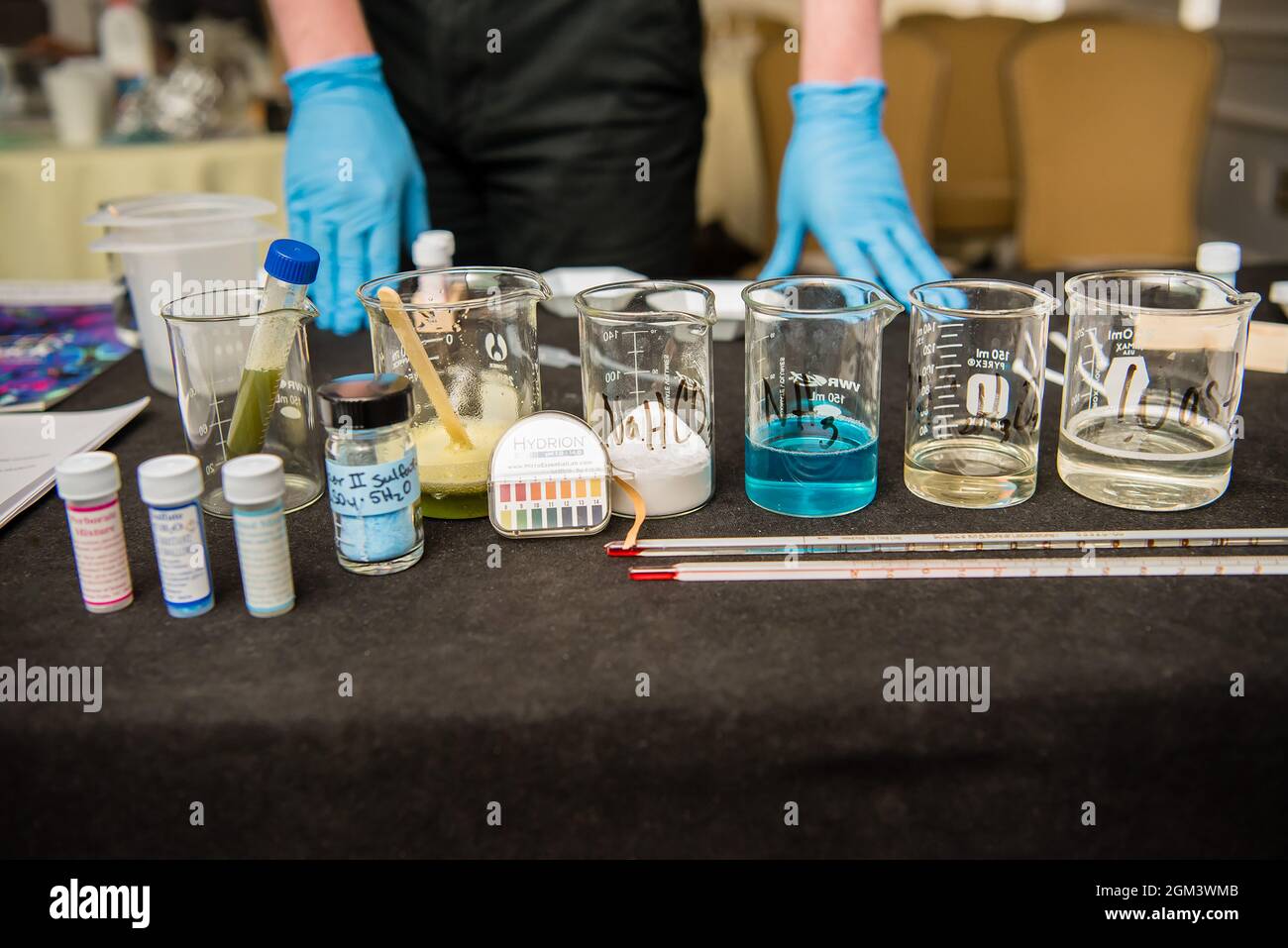 Kids wearing latex gloves for science experiment Stock Photo - Alamy