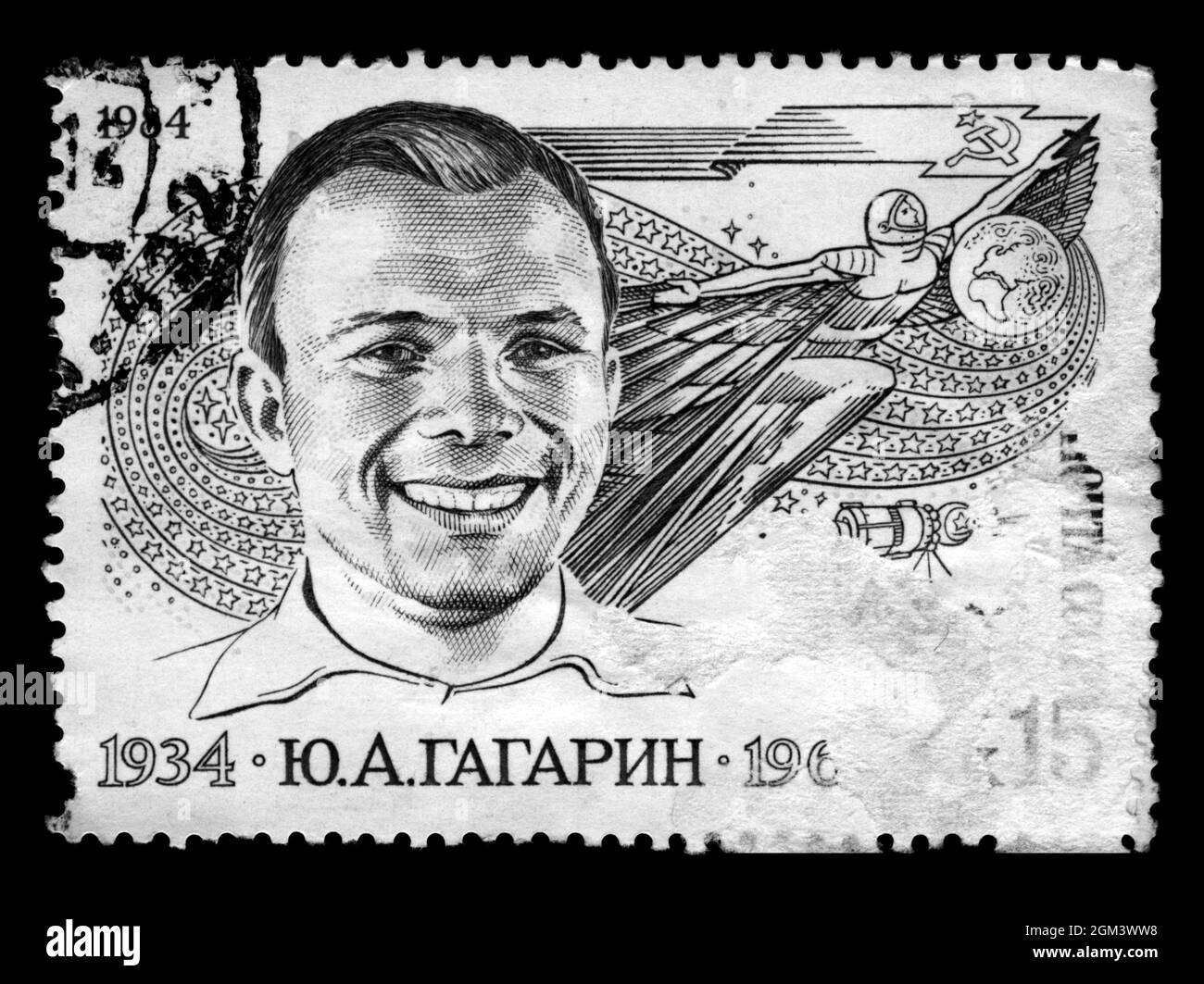 Gagarin postage stamp Black and White Stock Photos & Images - Alamy